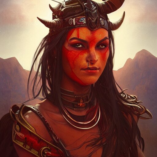 Lexica - Portrait of a female berber tiefling with red skin, devil ...