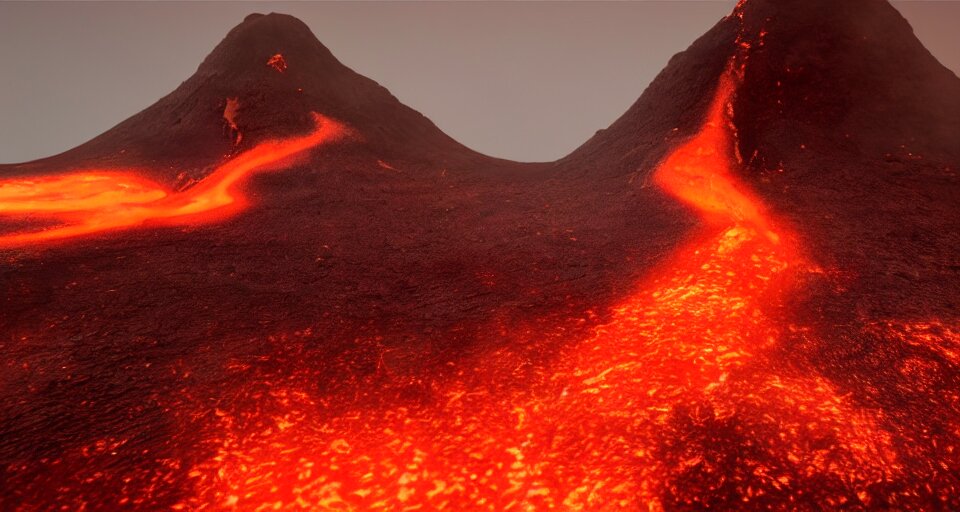 Lexica - Volcano with glowing orange lava rolling down the side of it ...