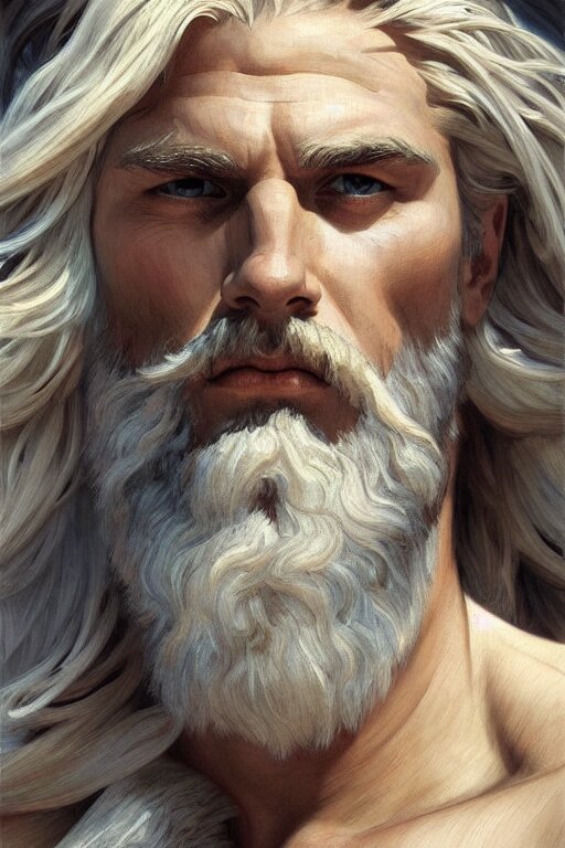 Lexica - Painted portrait of rugged zeus, god of thunder, greek god ...