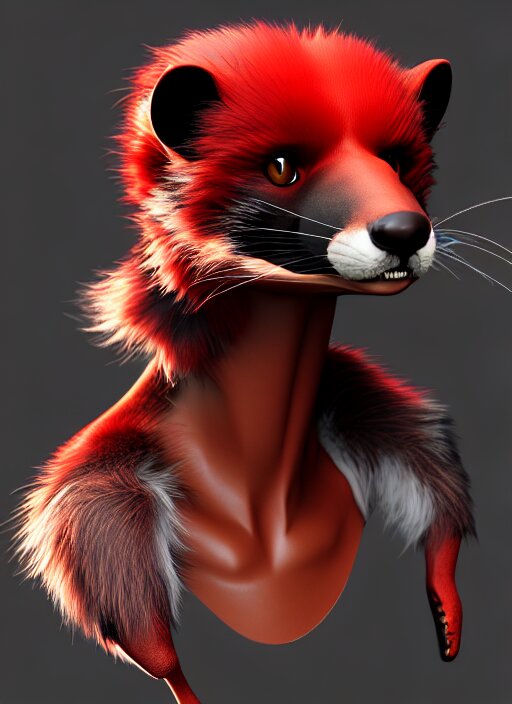 Lexica - Furry - red - black - male - weasel - detective - fursona uhd ...