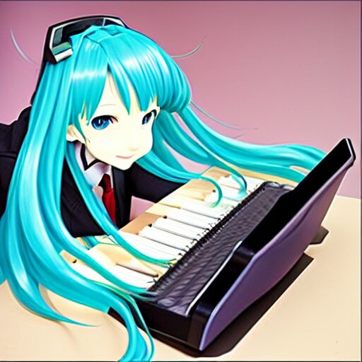 Lexica - Hatsune miku using computer, smug face, painting by by ralph ...