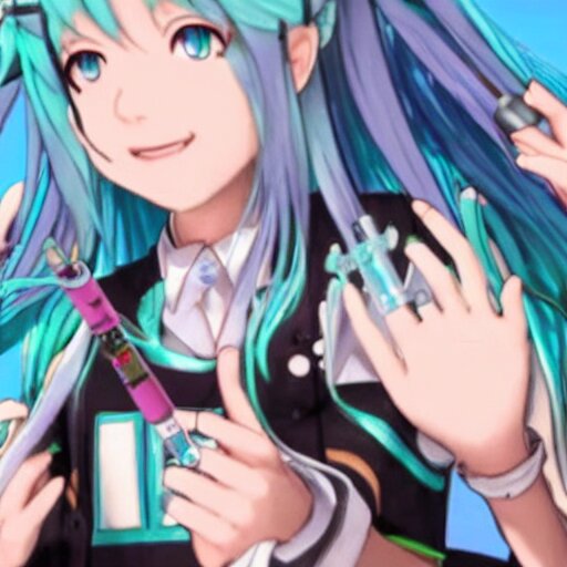 Lexica - Hatsune miku getting high by smoking weed with a vape pen ...