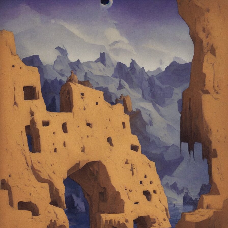 Lexica - A detailed oil painting of dark eerie ominous cave, prison ...