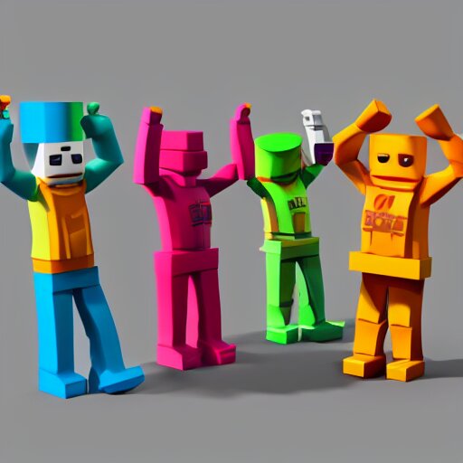 Lexica - High quality 3d render of dancing block figures looking like ...