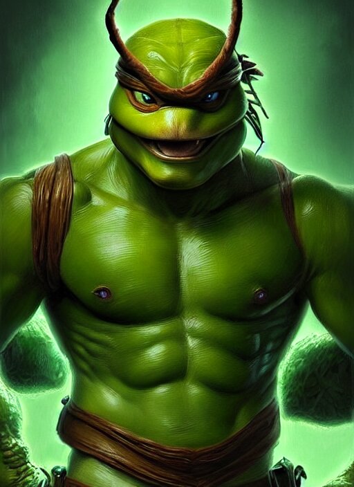 Lexica – Portrait of aggressive leonardo from teenage mutant ninja ...