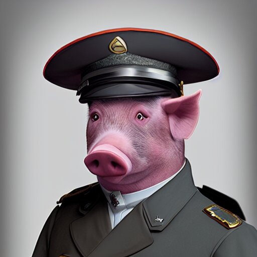 Lexica - Matte painting of a pig headed general wearing uniform