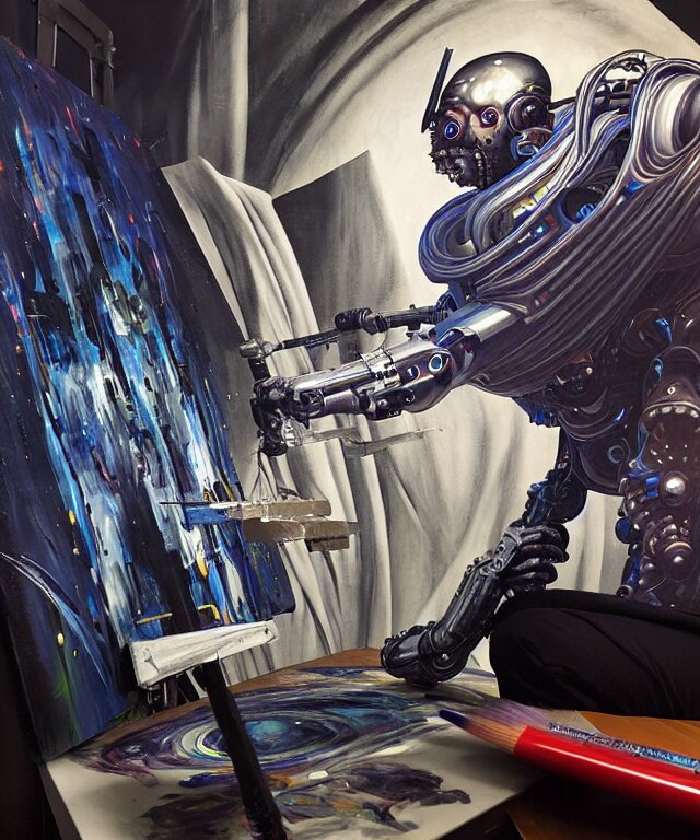 Lexica - photo of futuristic holy futuristic cyborg-robot-painter ...