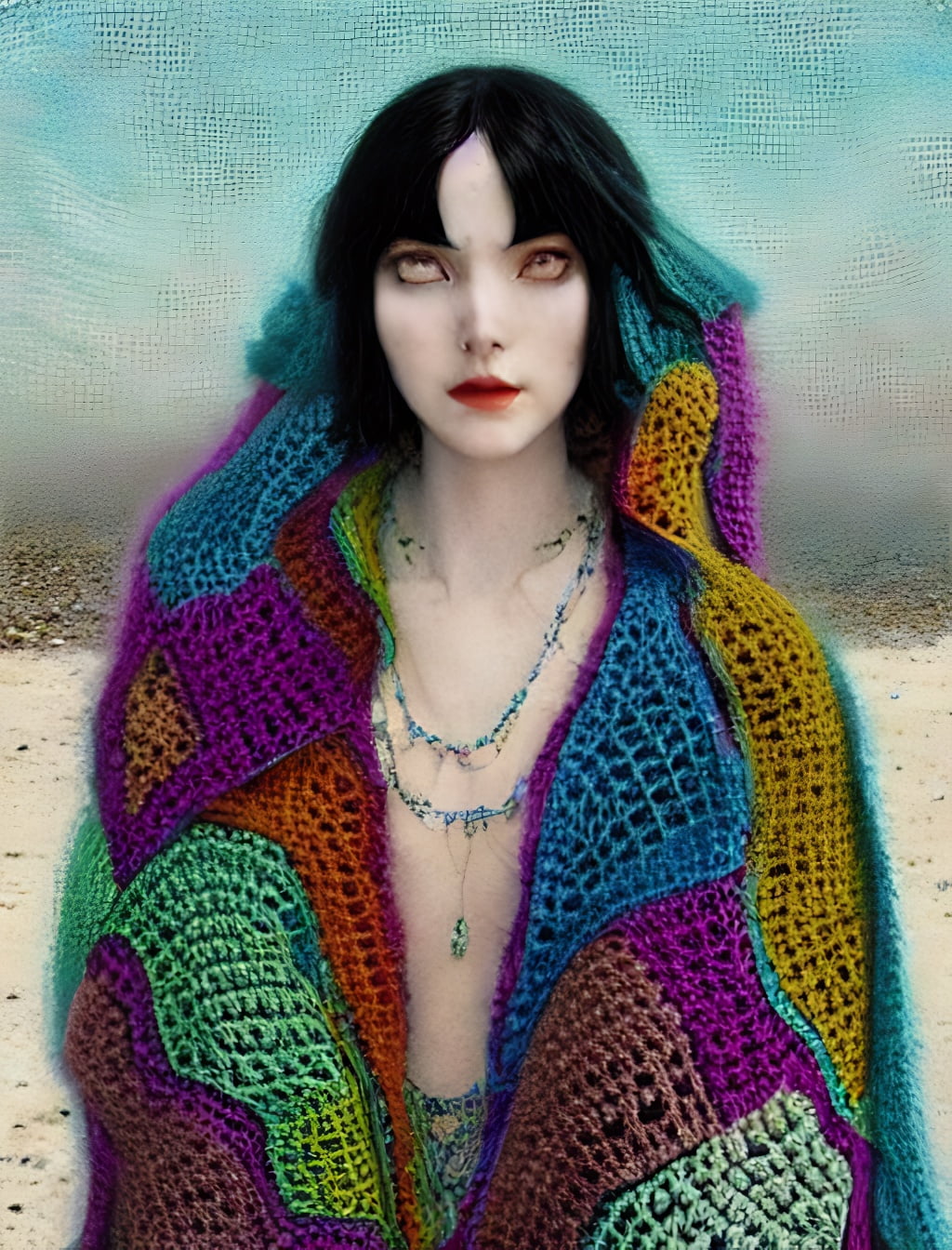 Lexica - Beautiful woman blackhair straight carré lwith a dreaming ...