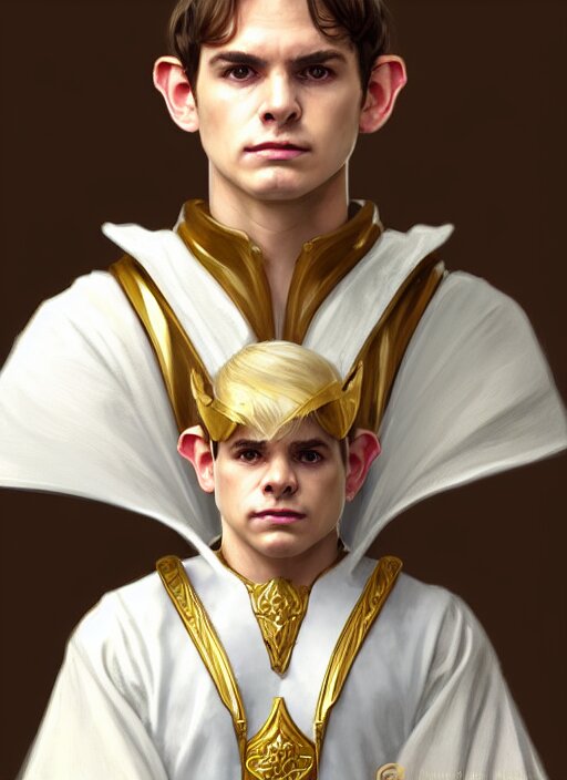 Lexica - Symmetry!! portrait of a young halfling male cleric, white ...