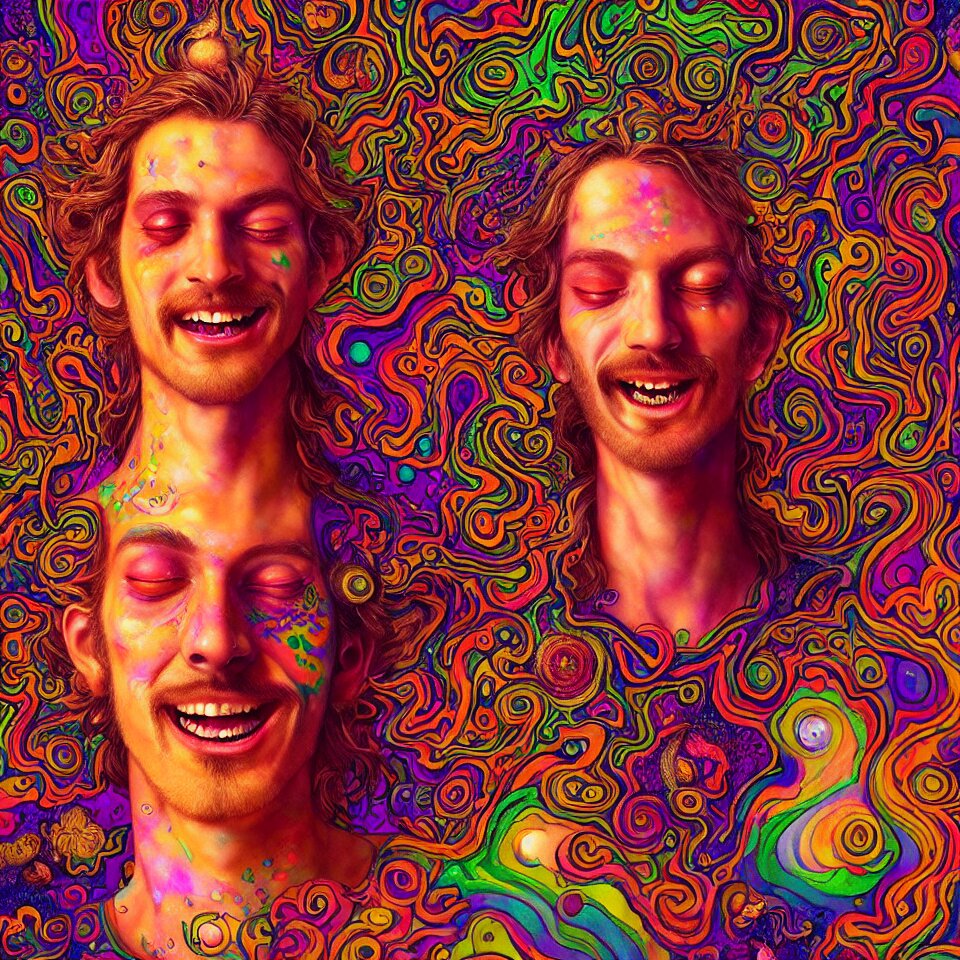 Lexica - Happy psychedelic portrait of stoner tripping on lsd and ...