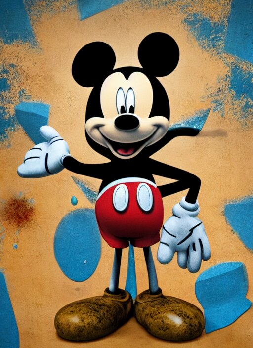 Lexica - Mickey mouse head, Picasso, distorted, ripped, wet, broken ...