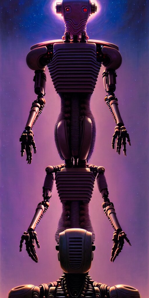 Lexica - Humanoid robot torso, symmetry, faded colors, exotic alien ...