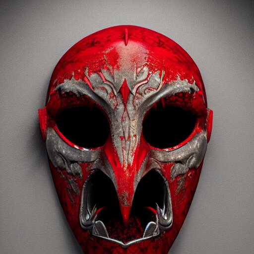 Lexica – Bloody ritual mask, octane render, ornate, red, 3d render