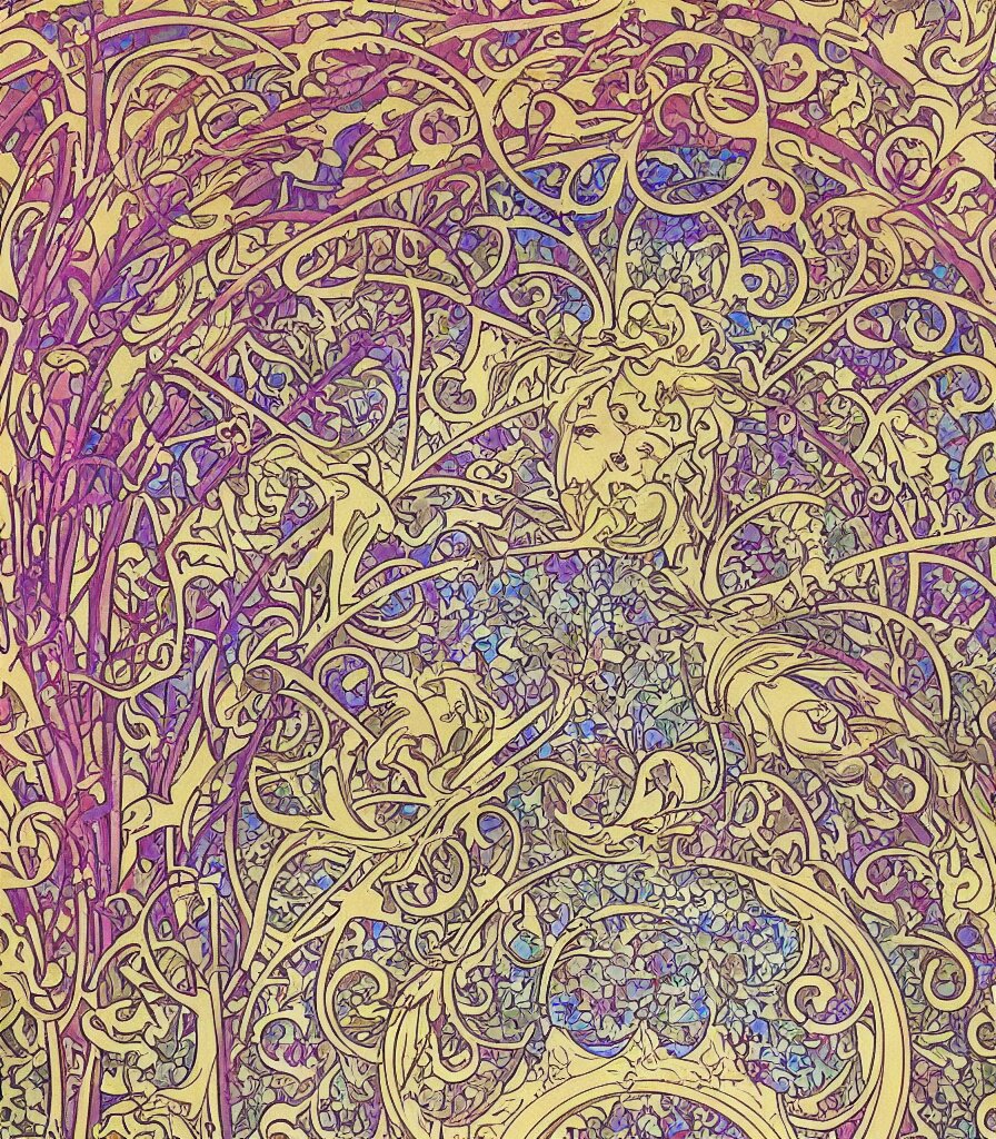 Lexica - Colourful detailed ornamental abstract art nouveau circular ...