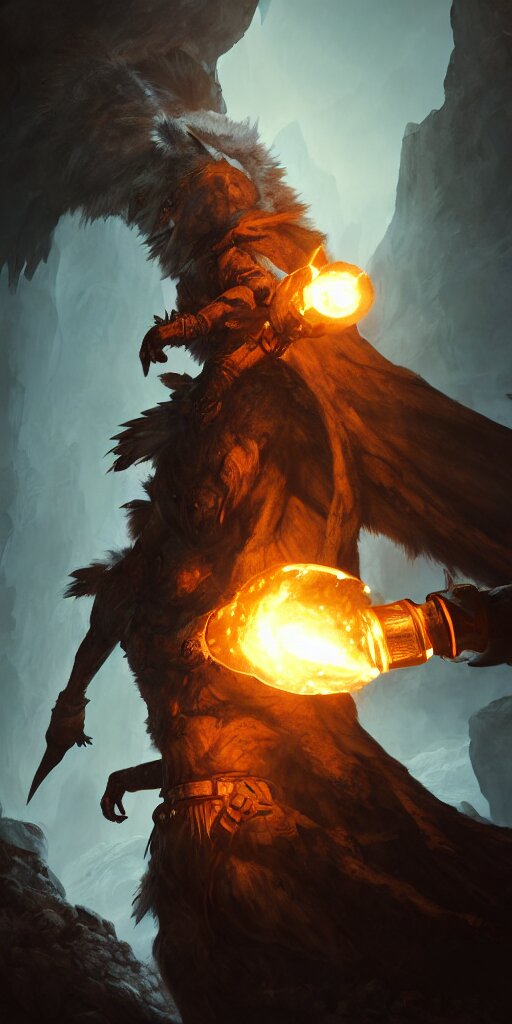 Lexica - A epic hero adventurer holding a torch in a dark cave, fantsy ...