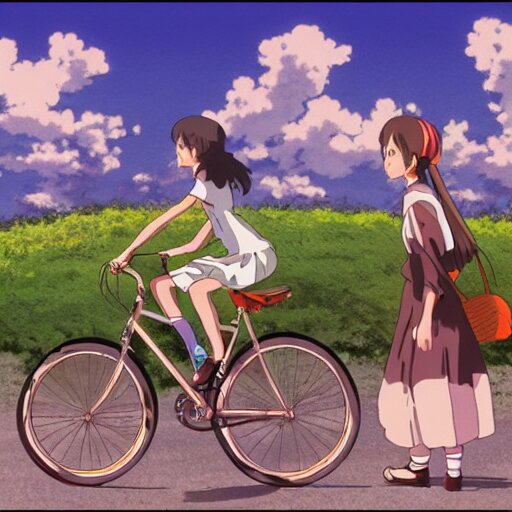 Lexica Anime Girl Riding Bicycle In Highly Detailed Japanese