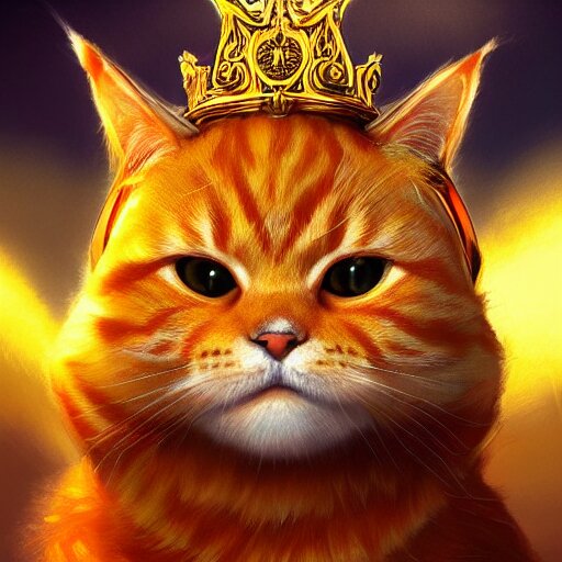 Lexica - Colossal fluffy orange royal king tabby cat wearing a golden ...