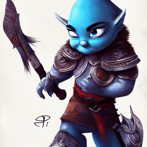 Lexica - Warrior smurf wearing war paint and intricate armor, by cgsociety