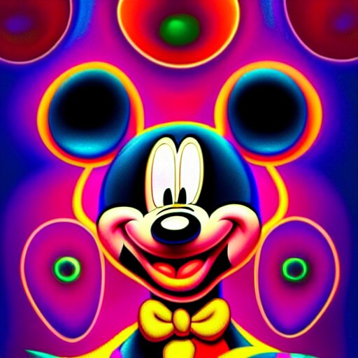 Lexica - An extremely psychedelic portrait of mickey mouse, surreal ...