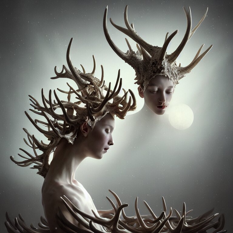 Lexica - Surreal baroque portrait of ribbed white alien god covered ...