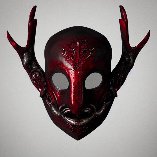 Lexica – Bloody ritual mask, octane render, ornate, red, 3d render
