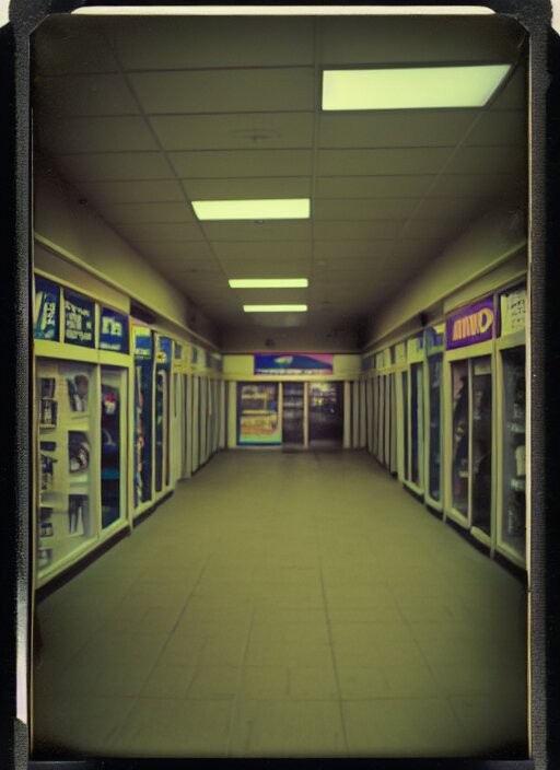 Lexica - Polaroid photograph of the inside of an empty blockbuster ...