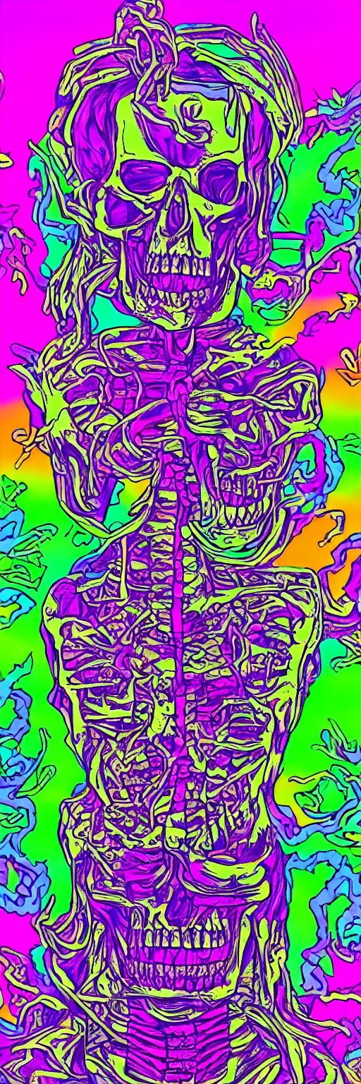 Lexica - Vaporwave skeleton with psychedelic background
