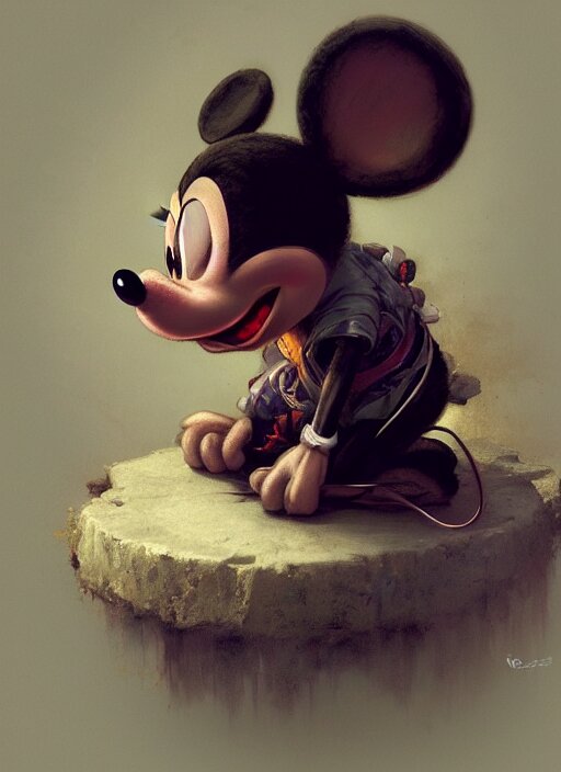 Lexica - A beautiful portrait of dead Mickey Mouse corpse, digital art ...