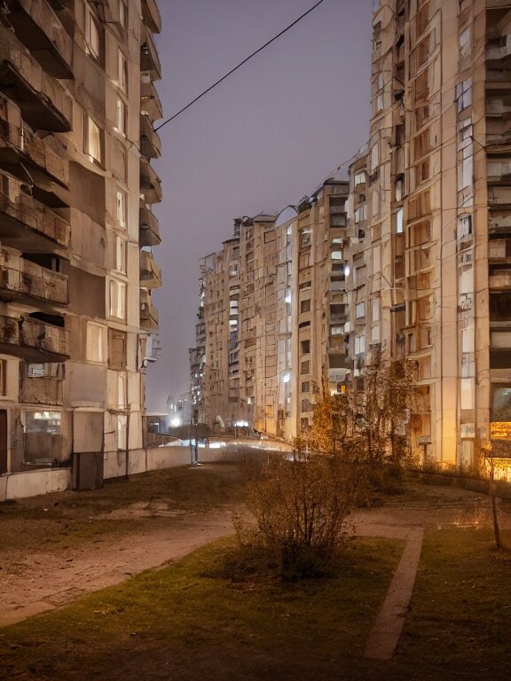 Lexica - Film still of low russian residential building in suburbs ...