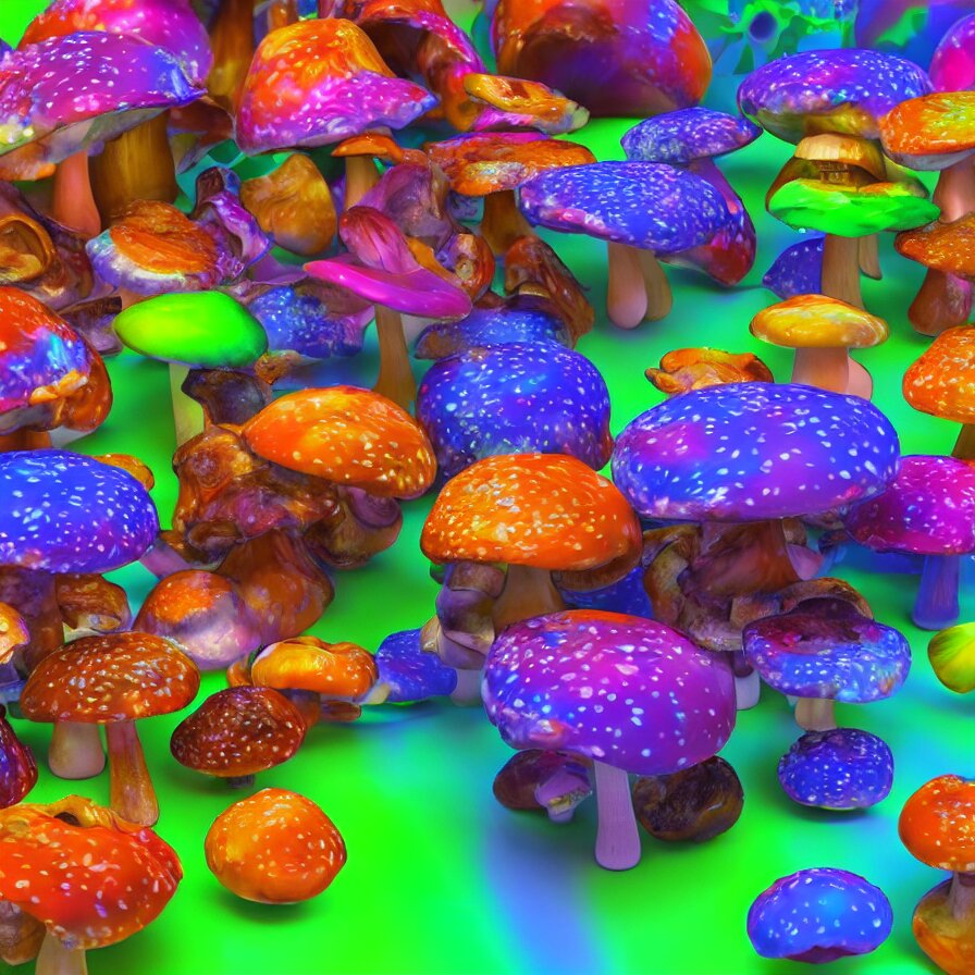 Lexica - Colorful mushrooms, a computer render by jonathan zawada ...