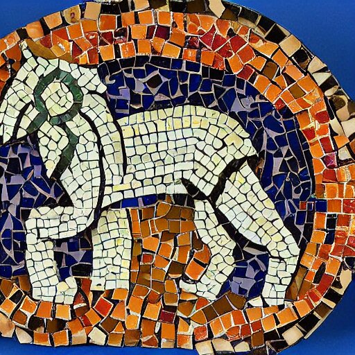 Lexica - Mosaic sculpture of a chimera!!!, irregularly shaped mosaic ...