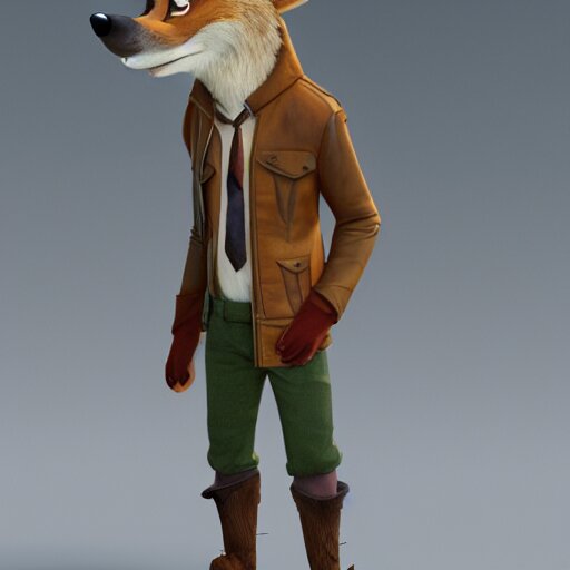 Lexica - Portrait, 3 d render, anthropomorphic coyote male, wearing ...