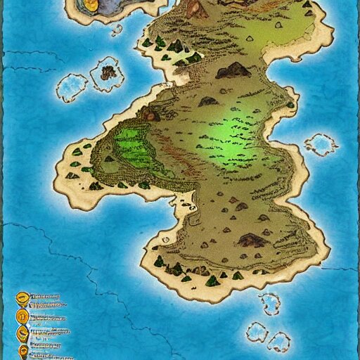 Lexica - Dnd world map, mountains, villages, rivers, oceans, islands