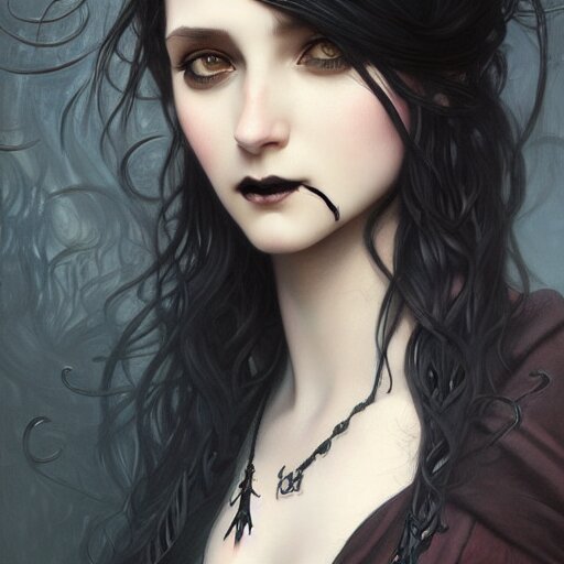 Lexica - Portrait of a sad goth girl with tattoo, intricate, elegant ...