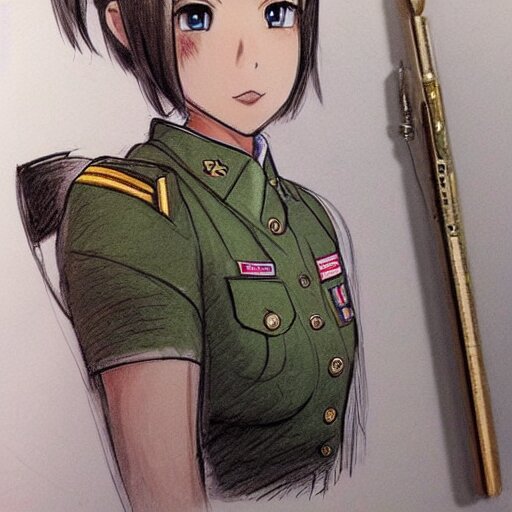 Lexica - Beautiful girl, elegant, us army captain uniform, anime girl ...