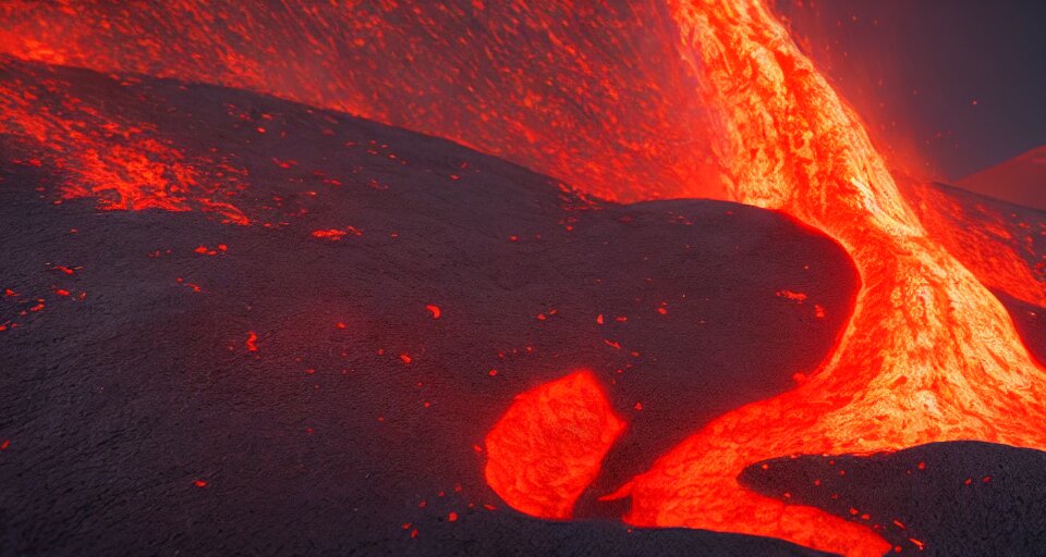 Lexica - Volcano with glowing orange lava rolling down the side of it ...