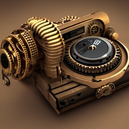 Lexica – Octane render of a mechanical wind-up steampunk cd player with ...