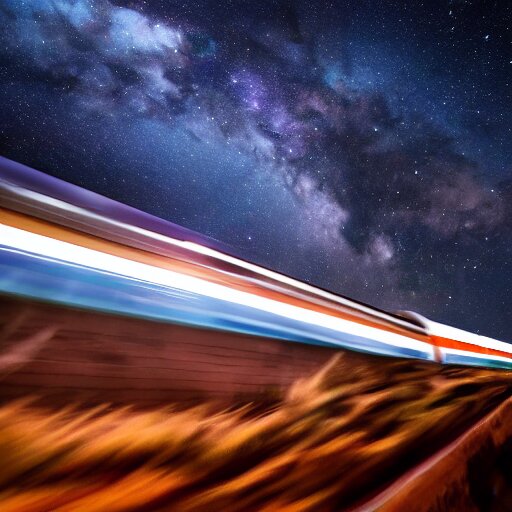 Lexica - A train going through space, 4K, professional photography