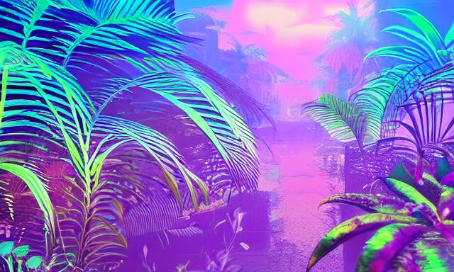 Lexica - Vaporwave Jungle, 4k Photograph
