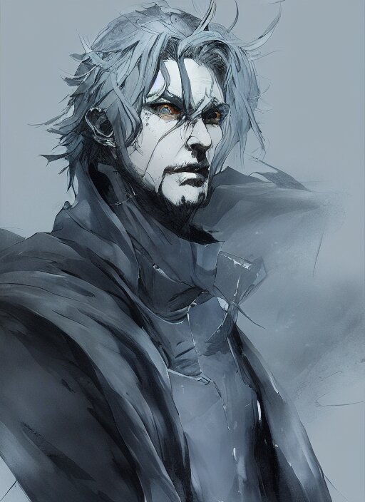 Lexica - Portrait of a human fog archmage wearing a gray robe, blue ...