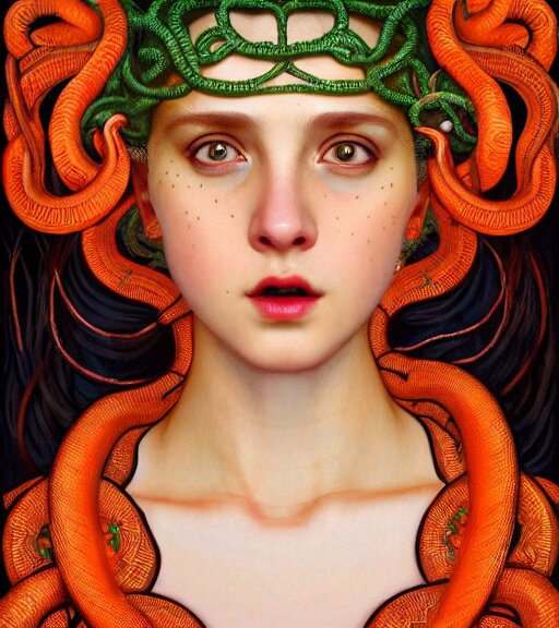 Lexica - Portrait of teenage medusa, no hair, sassy expression, black ...