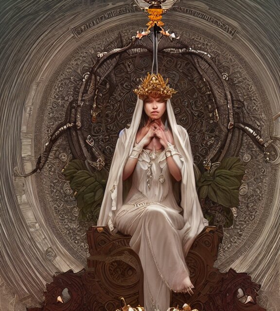Lexica - God of death and rebirth, elegant dress, very detailed, sat on ...