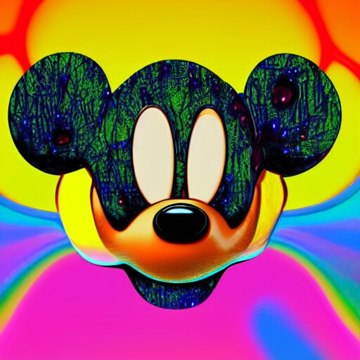 Lexica - Mickey mouse head, distorted, vhs glitch, varied textures, wet ...