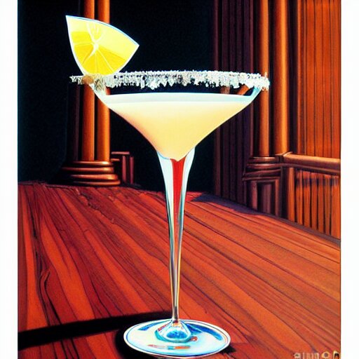 Lexica - A daiquiri cocktail on a table, surreal, art by peter lloyd, 1 ...