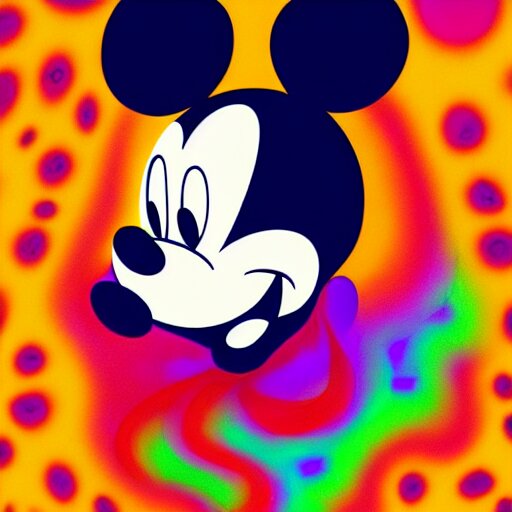 Lexica - An extremely psychedelic portrait of mickey mouse, surreal ...