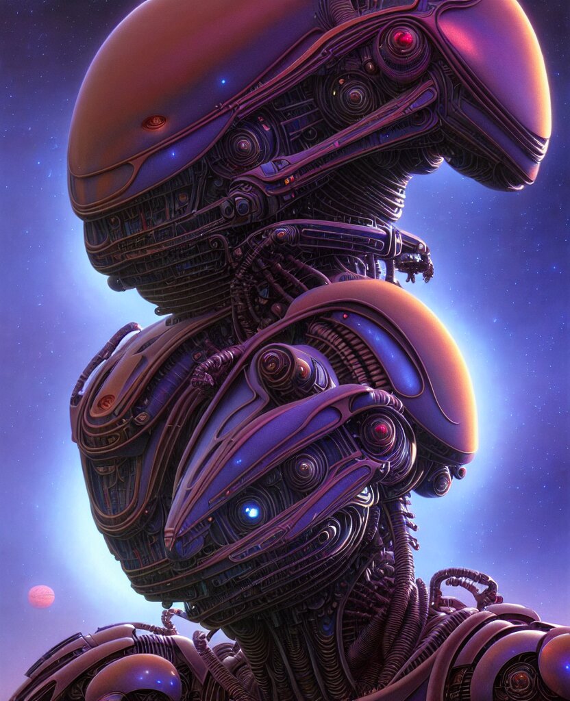 Lexica - Humanoid robot,, symmetry, faded colors, exotic alien features ...