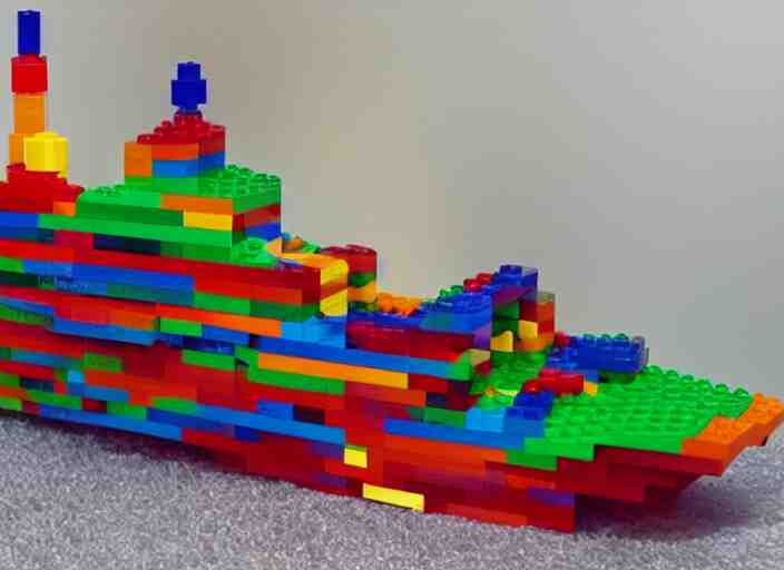 a real life-sized boat made out of translucent LEGO bricks. - Arthub.ai