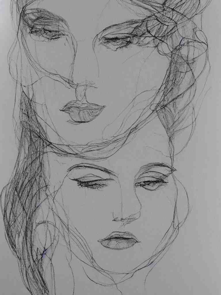 beautiful singleline oneline one stroke line portrait - Arthub.ai