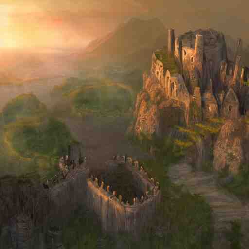 overhead RPG battlemap of a stone fort sitting above a swamp in ...