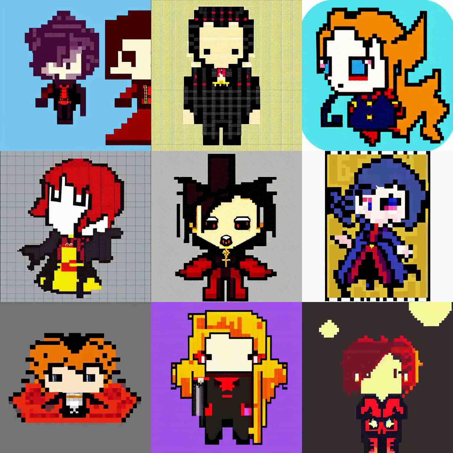 dracula vampire chibi at night pixel art - Arthub.ai